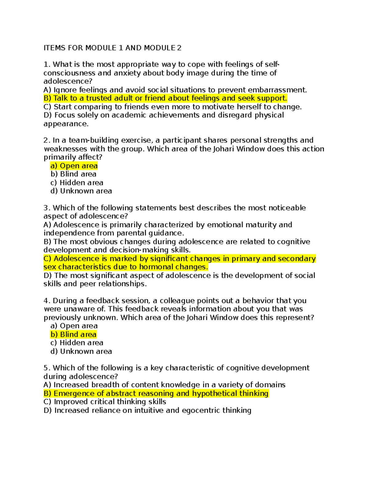 Module 1 and 2 Items - Sample - ITEMS FOR MODULE 1 AND MODULE 2 What is ...