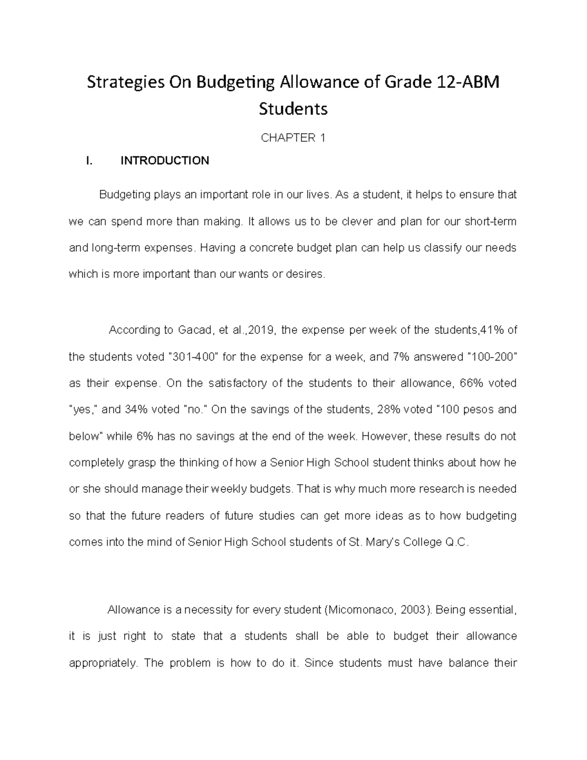 Strategies for Budgeting Allowance: Insights from Grade 12-ABM Students ...