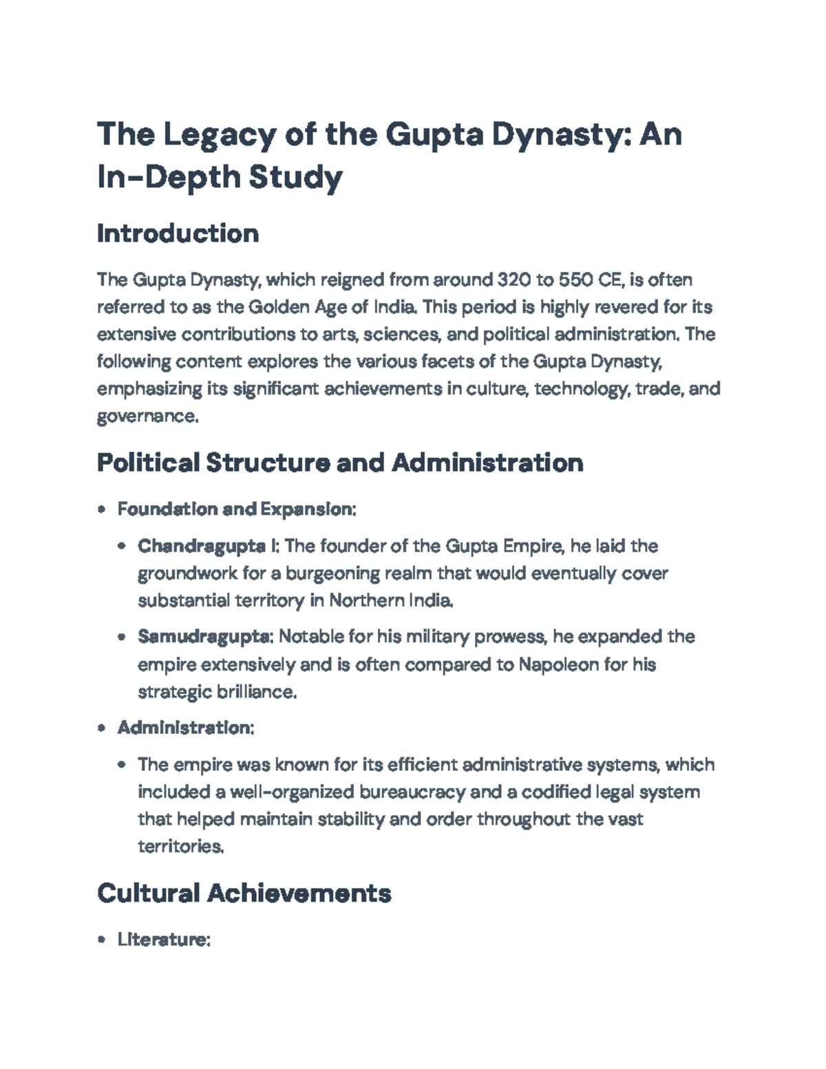 The Gupta Dynasty: Achievements in Culture, Science, and Governance ...