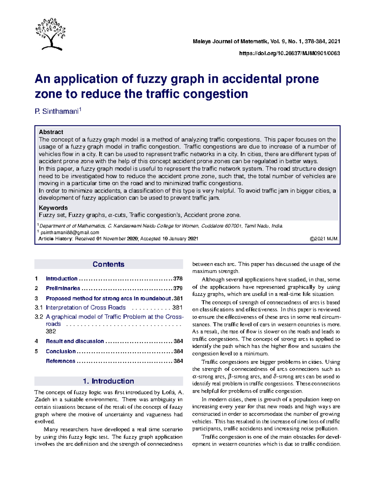 Fuzzy Graph Applications in Traffic Congestion Management (MJM 2021 ...