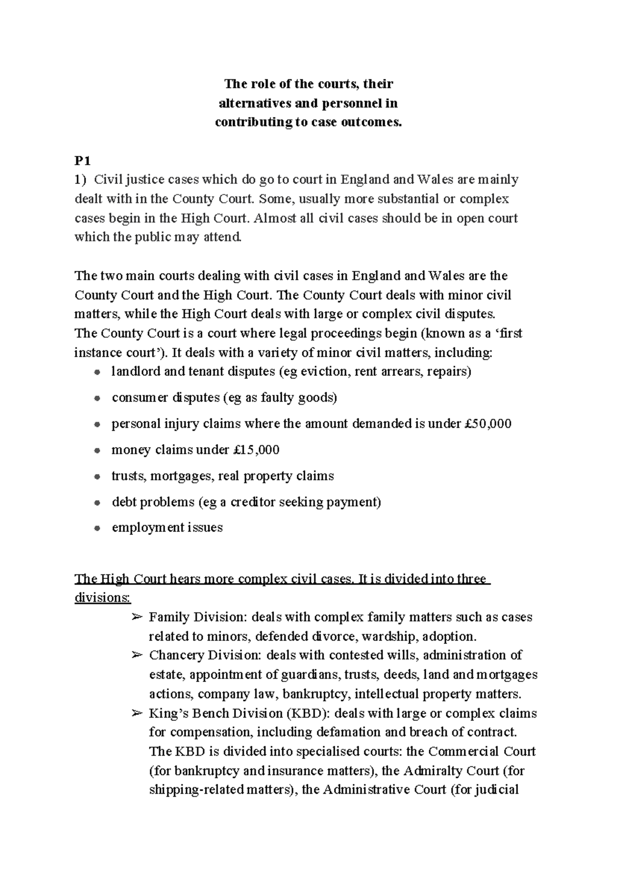 Unit 23 Assignment 1 - BTEC Level 3 English Legal System Overview - Studocu