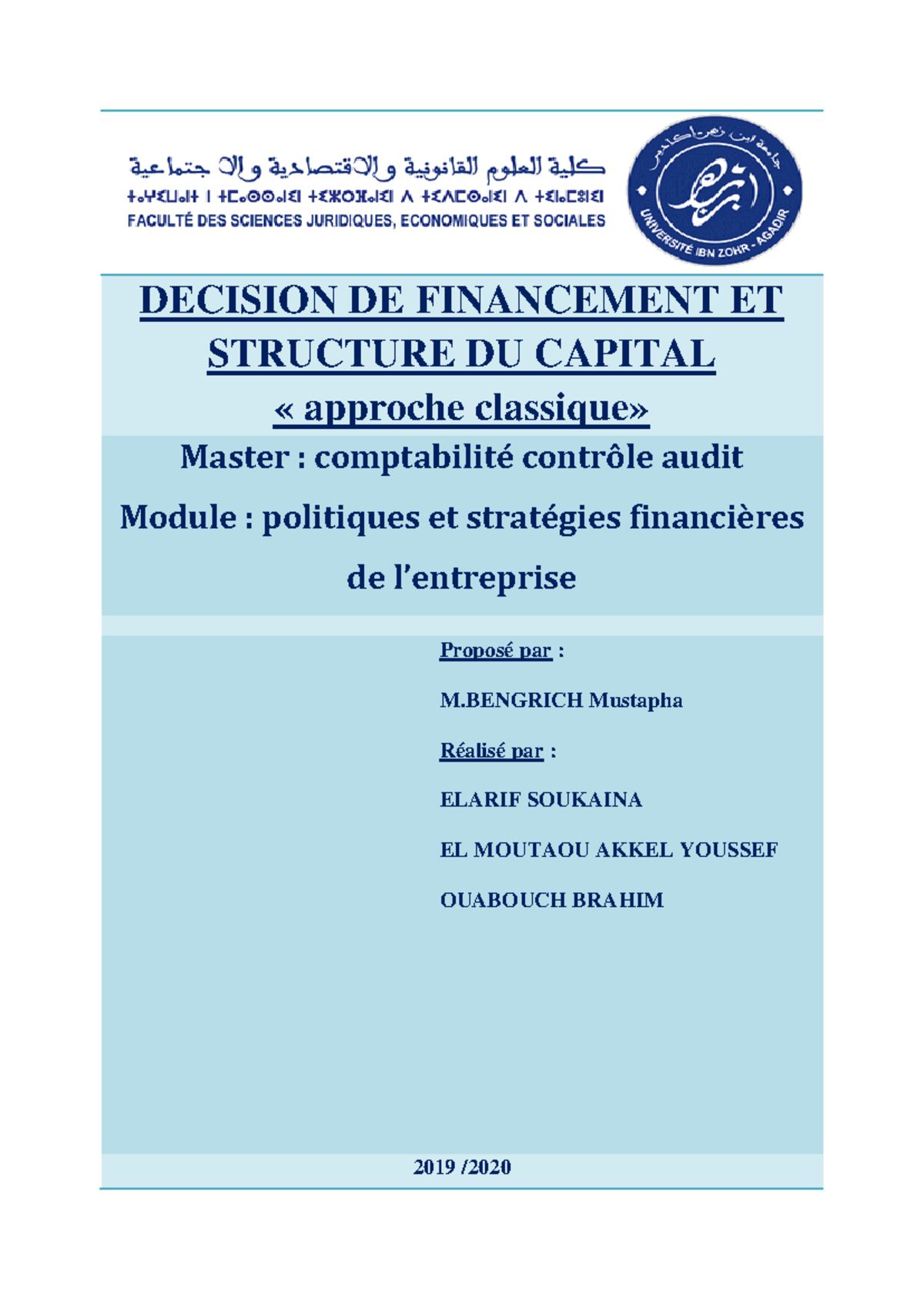 2-Rapport sur la Décision de Financement et la Structure du Capital ...