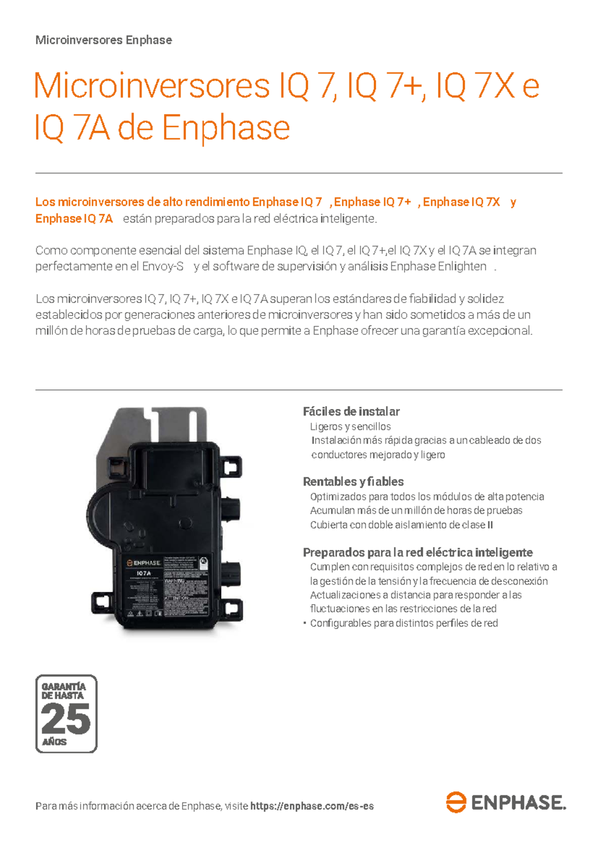 TDS Enphase IQ7, IQ7X, IQ7A Microinversores - Guía Técnica - Studocu
