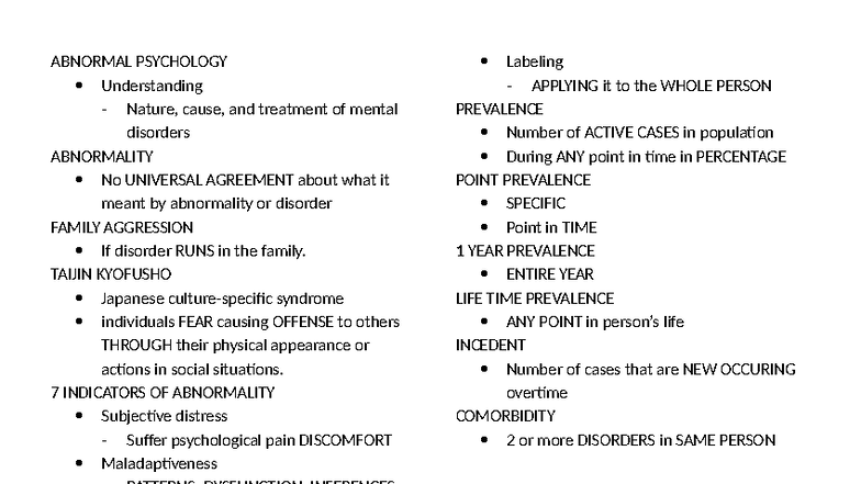 ABNORMAL PSYCHOLOGY CH1: Understanding Mental Disorders and Their ...
