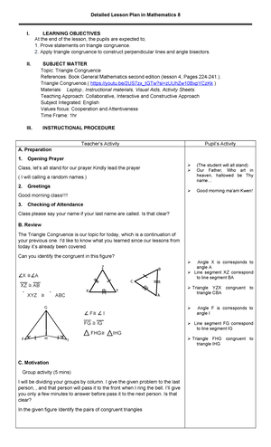 The Six Trigonometric Ratios Lesson Plan - Prepared by: MARY JOY B ...