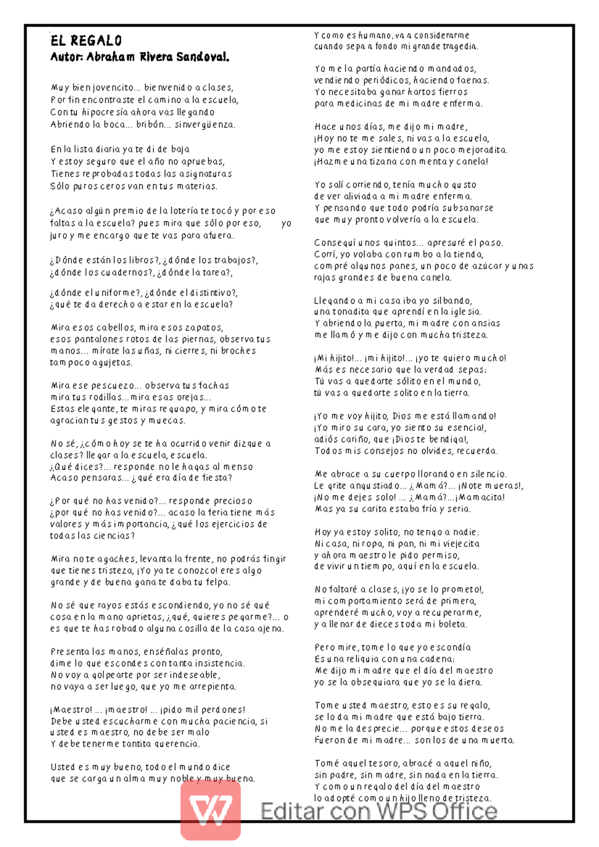 373268155-Poesía "El Regalo" para el Día del Maestro - Studocu