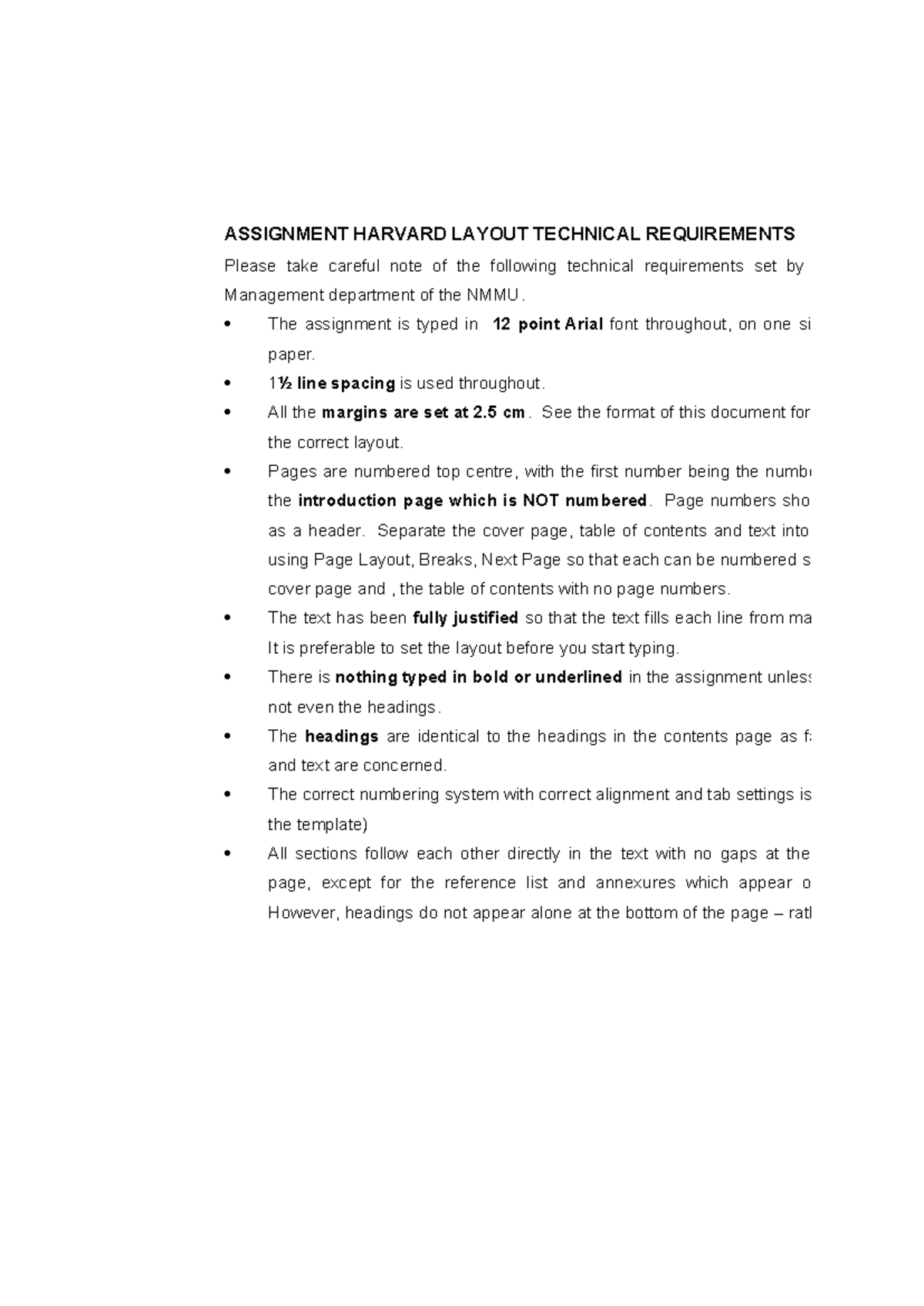 Assignment Harvard Layout Technical Requirements - ASSIGNMENT HARVARD ...