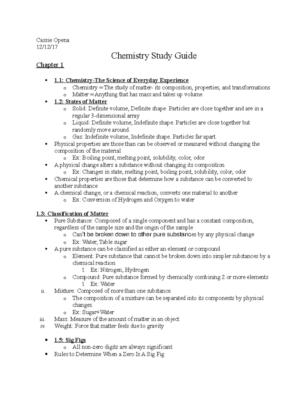 Chem 1083 Final Study Guide - Chem 1083 Final Study Guide Chapter 1 ...