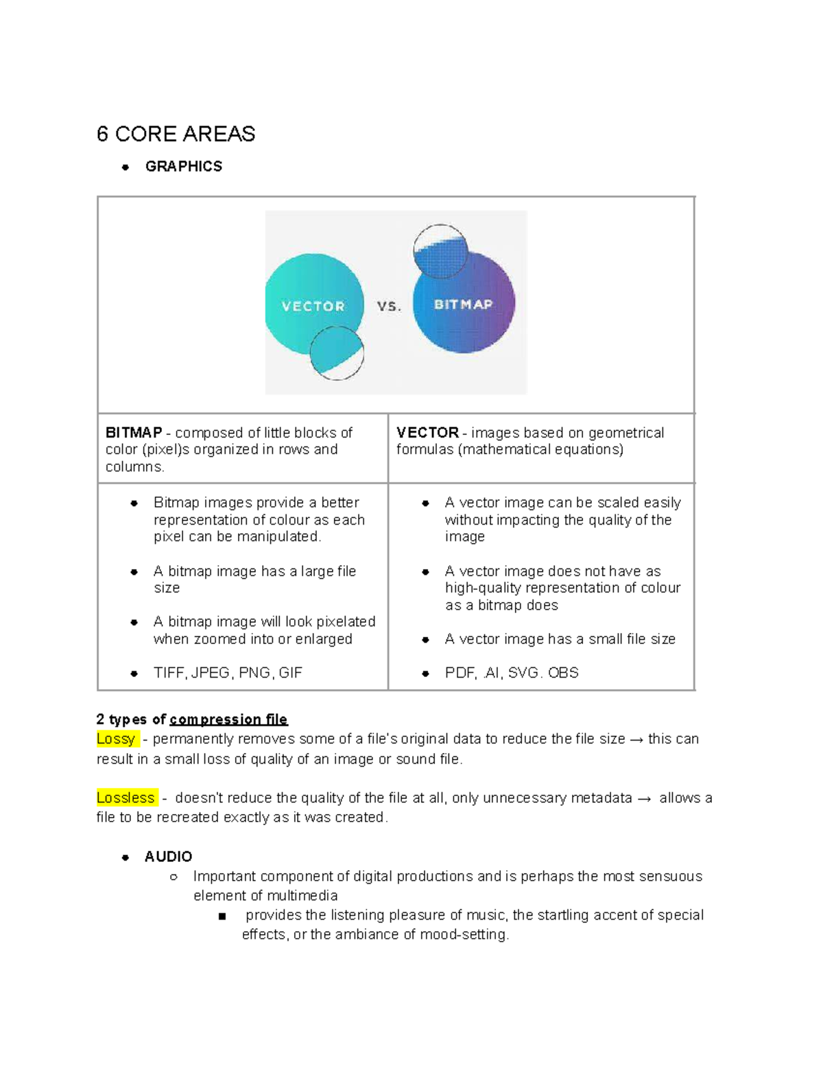 Multimedia Prelim Notes: Core Areas of Graphics & Audio - Studocu