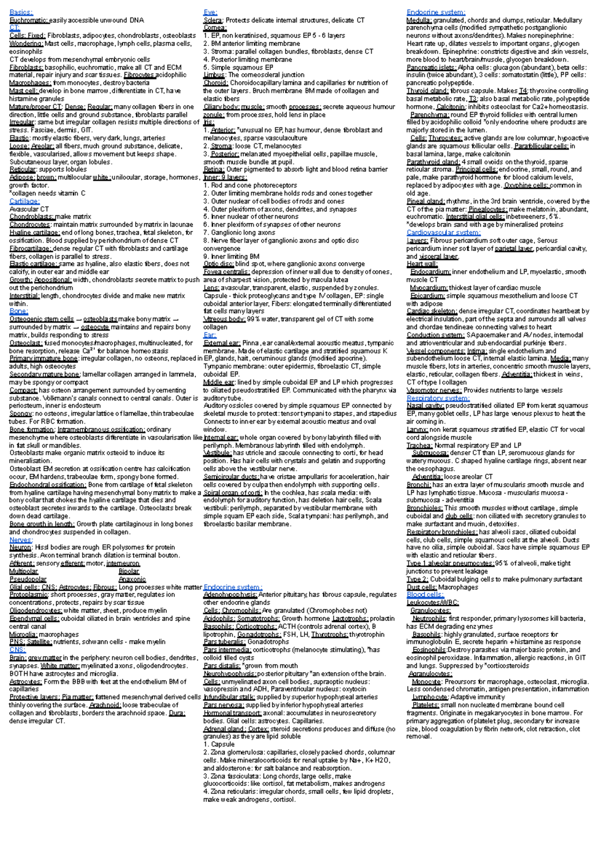 Final Cheat Sheet: Basics of Eye Anatomy and Histology (BIO 101) - Studocu