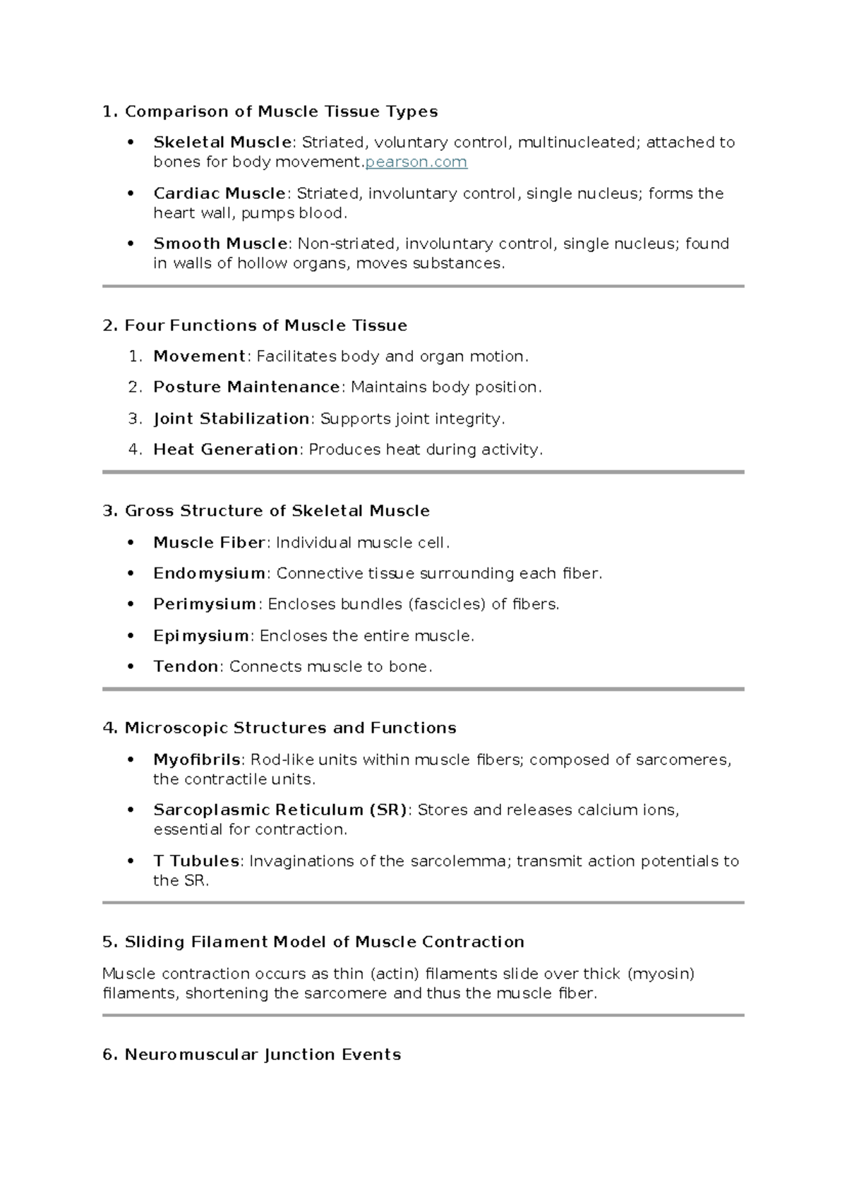 Muscle Tissue Types and Functions: A Comprehensive Study (BIO101) - Studocu