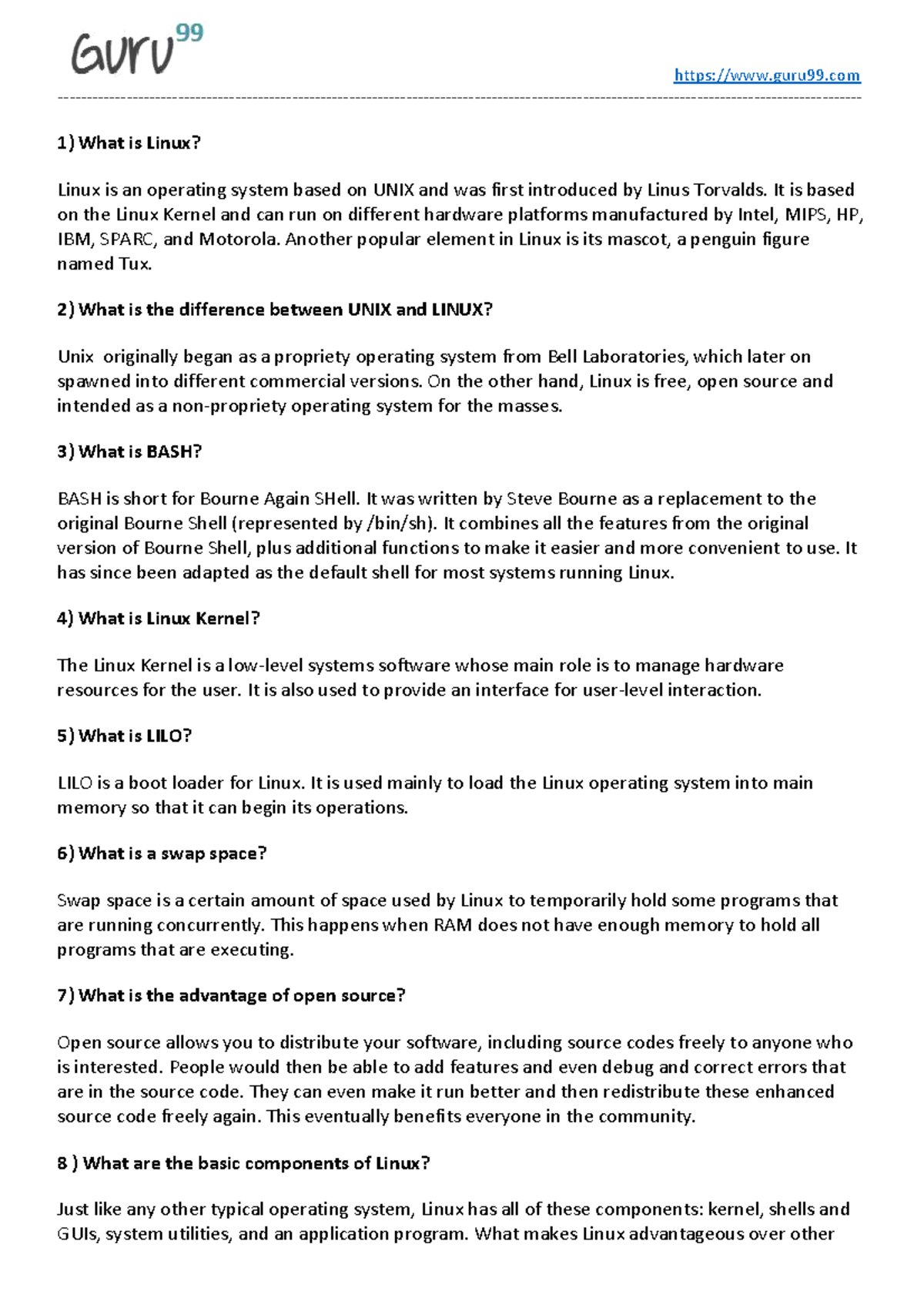 Linux interview questions answers - What is Linux? Linux is an ...