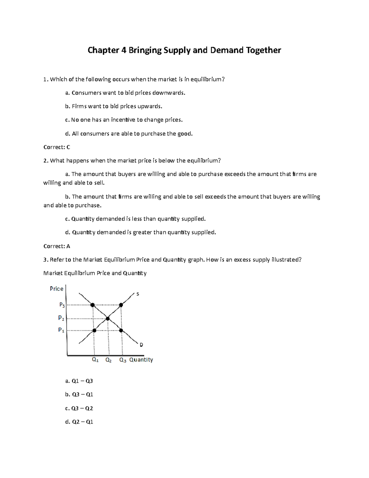 Chapter 4 Quiz: Understanding Market Equilibrium and Price Mechanisms ...