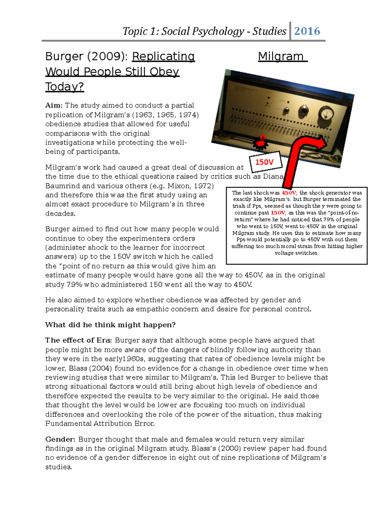 Burger (2009) Replication of Milgram's Obedience Study: Insights ...