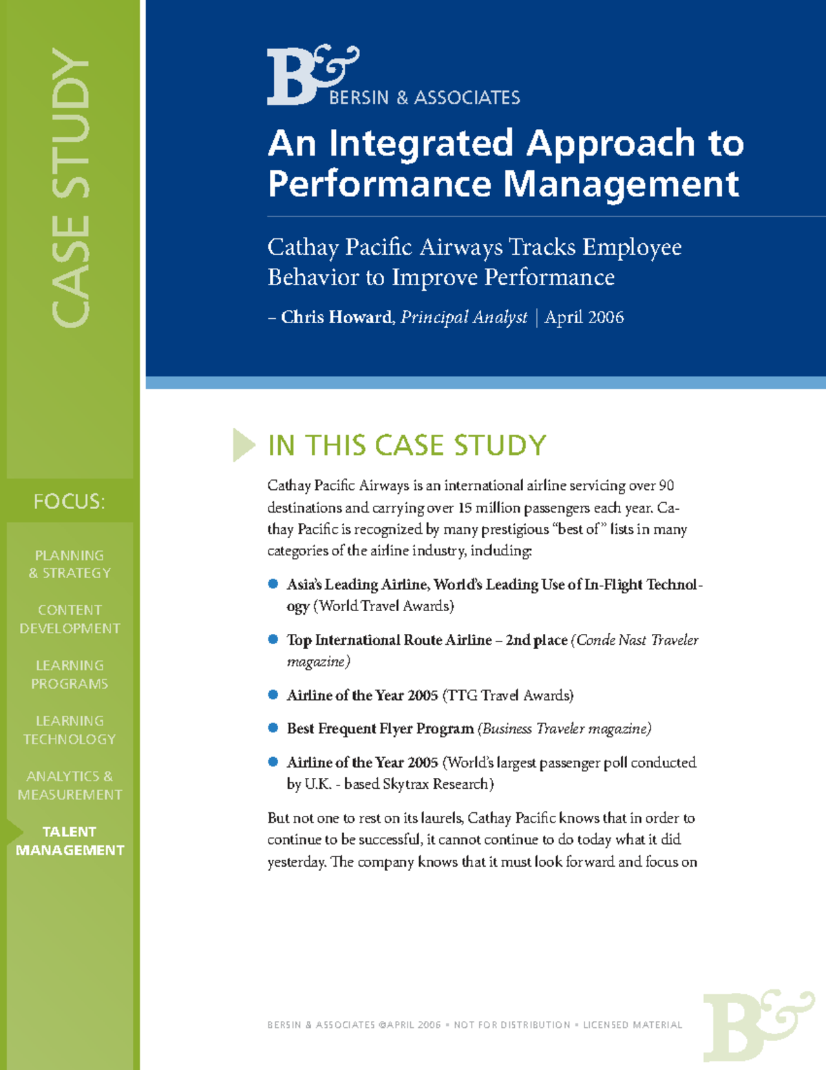 CASE STUDY: Cathay Pacific's Integrated Performance Management Approach ...