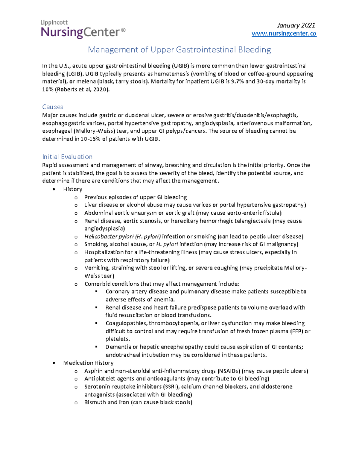 Pocket-Card Management-of-Upper-Gastrointestinal-Bleeding January-2021 ...