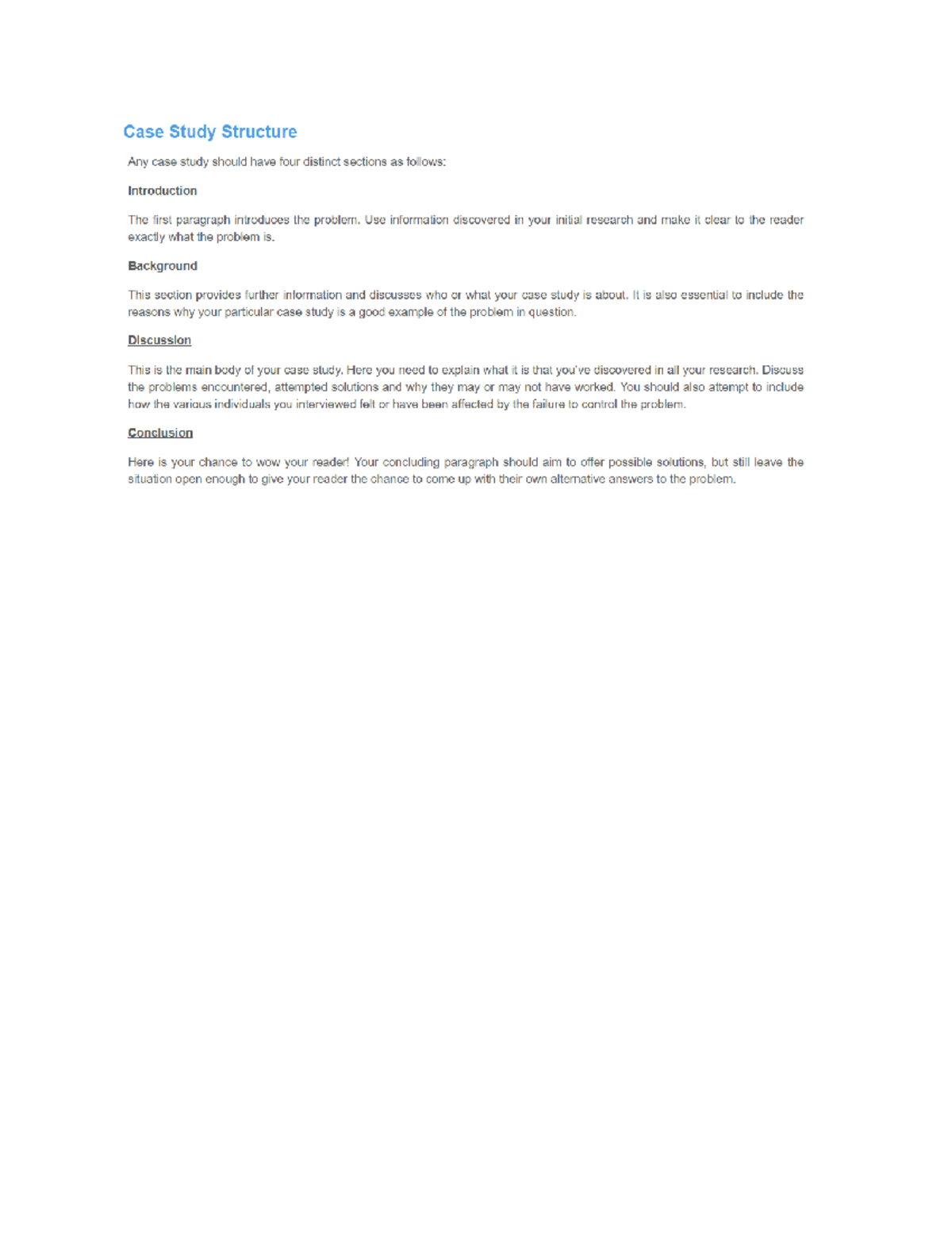 CASE Study Structure: Key Sections Explained - Studocu