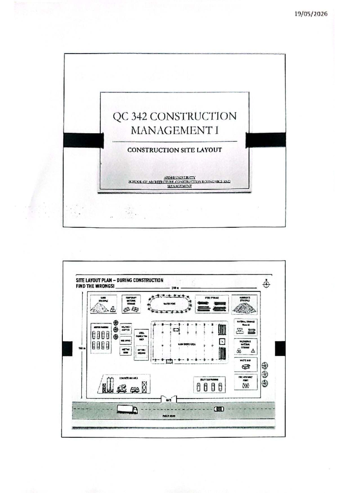 QC 342 Construction Management I: Site Layout Planning - Studocu
