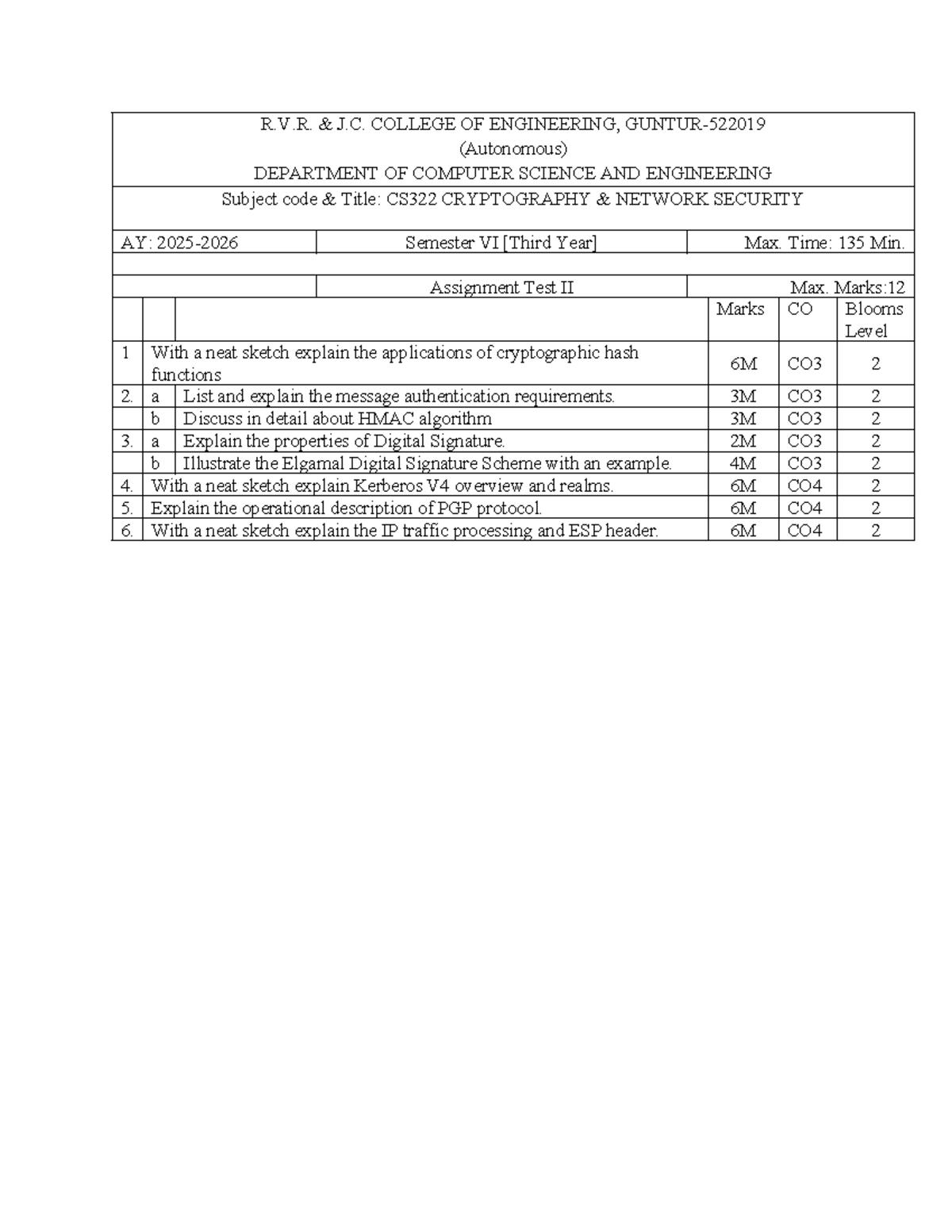 CS322 Cryptography & Network Security Assignment Test II - Studocu