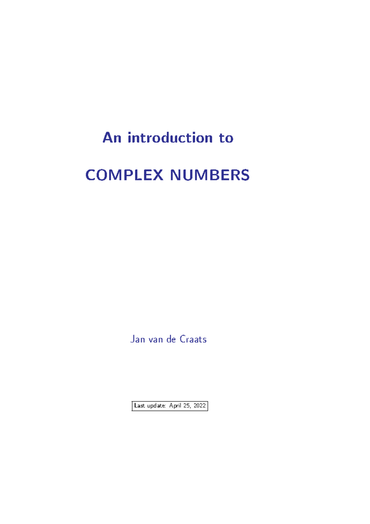 Introduction to Complex Numbers - Exercise Book - Studocu