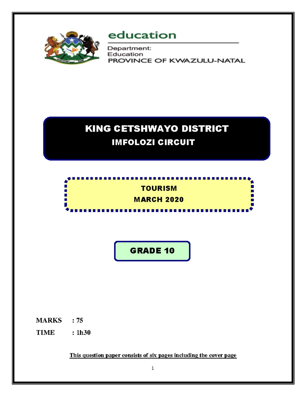 Tourism Grade 10 June 2024 Final Exam Question Paper - Studocu