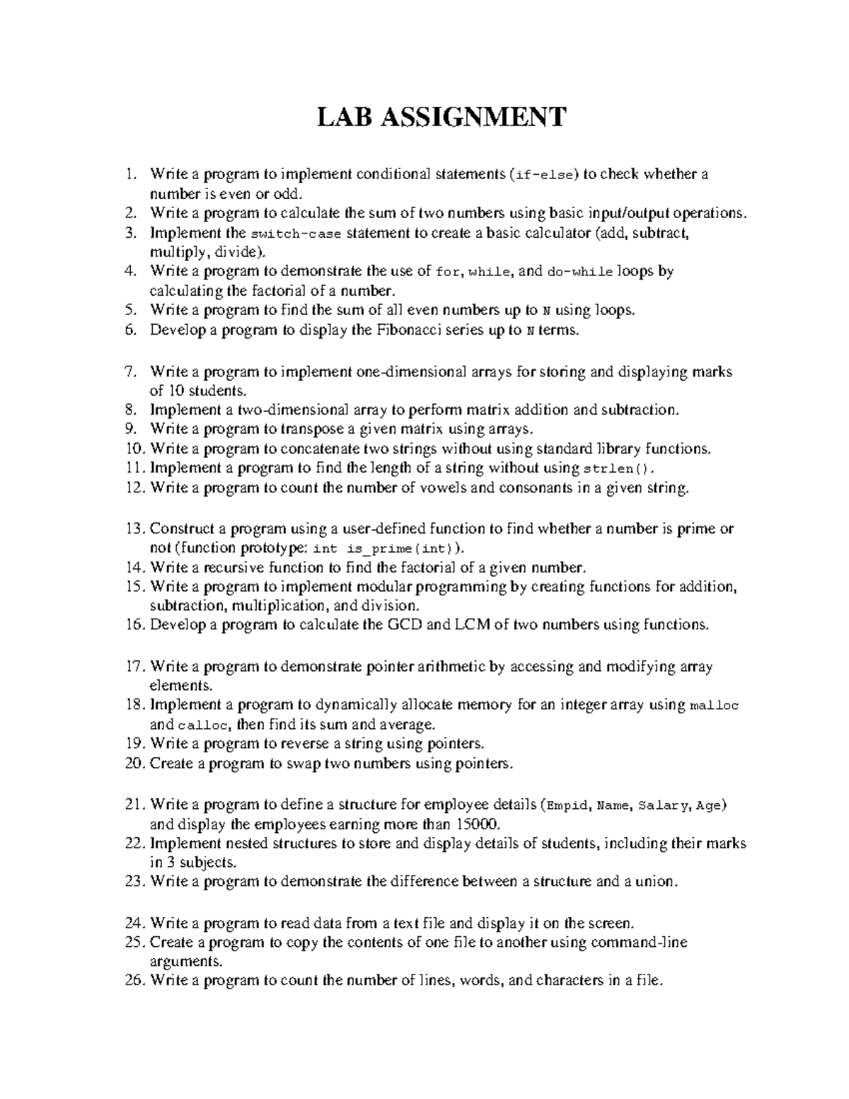 Lab Questions - Programming Concepts and Exercises - Studocu