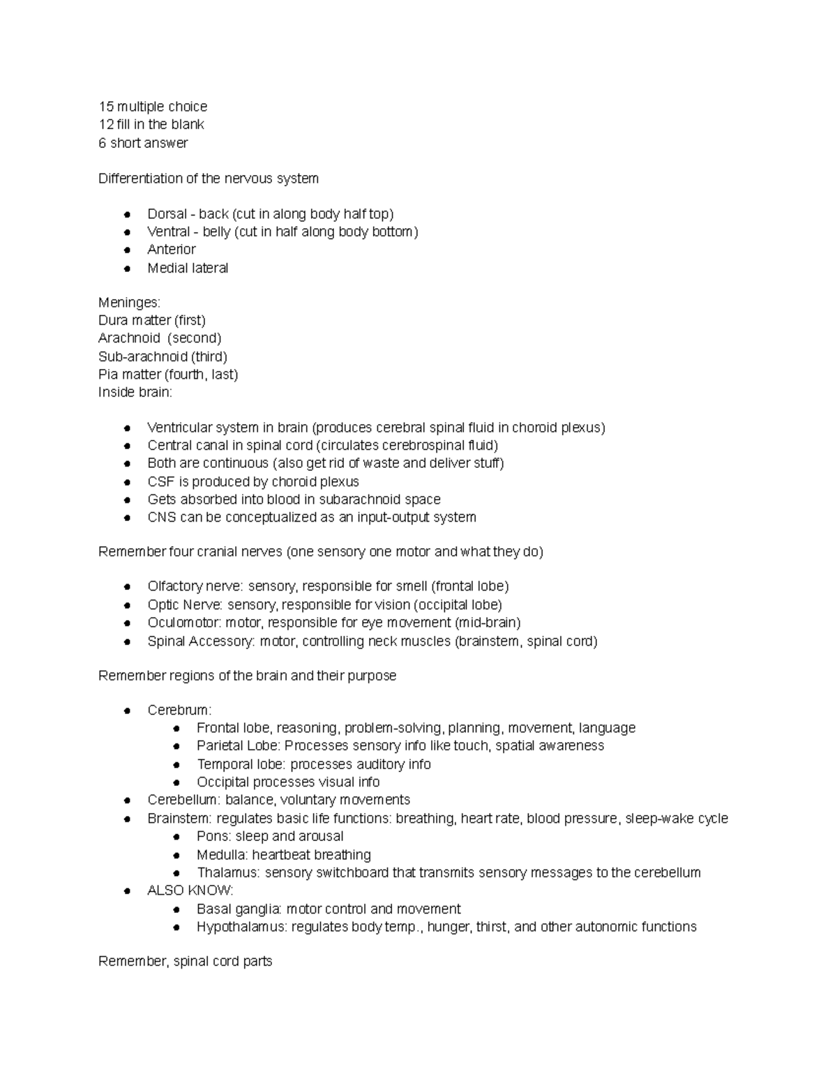 Neuroscience 101: Final Exam Study Guide on Nervous System Functions ...