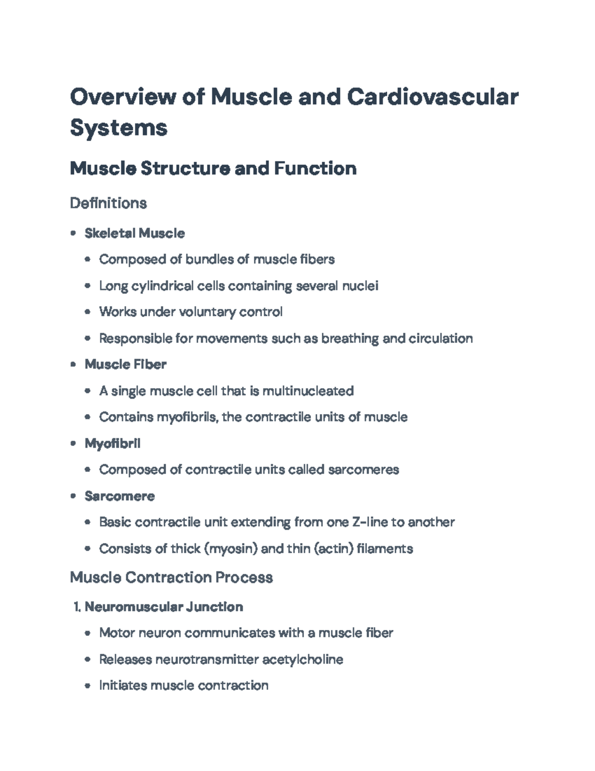 Overview of Muscle and Cardiovascular Systems: Structure & Function ...
