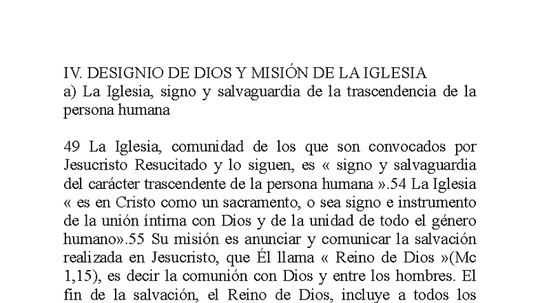 IV. Doctrina Social de la Iglesia: Designio de Dios y Misión - Studocu
