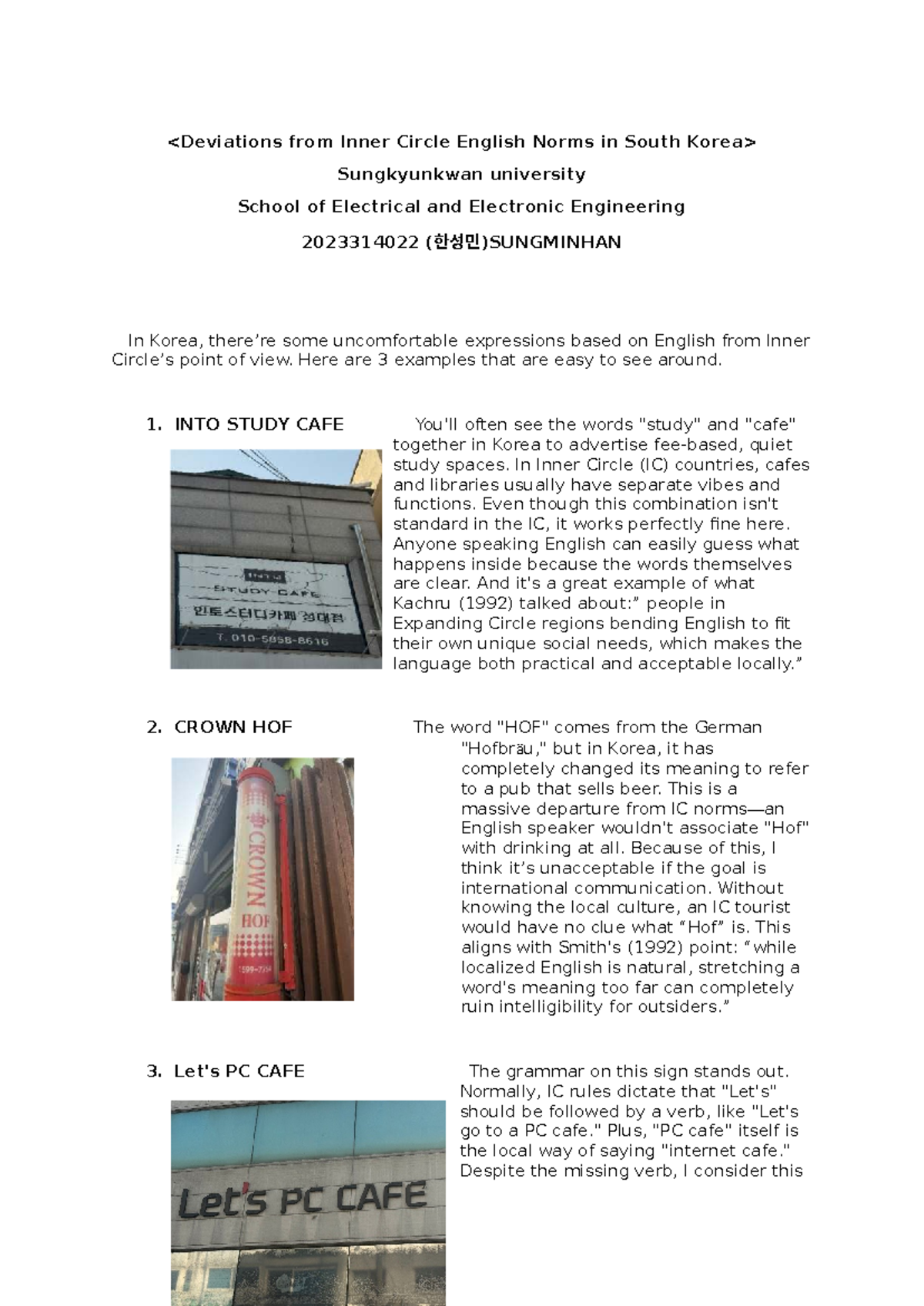 Deviations from Inner Circle English Norms in S. Korea 2023314022 - Studocu