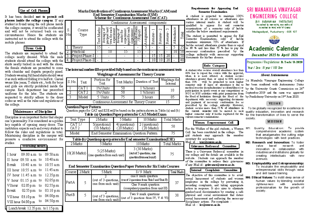 IV Year Sem V Final Exam Attendance & Assessment Guidelines - Studocu