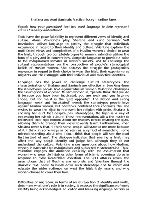 'Shafana and Aunt Sarrinah' Study Booklet - MOD ULE A: ‘Shafana and ...