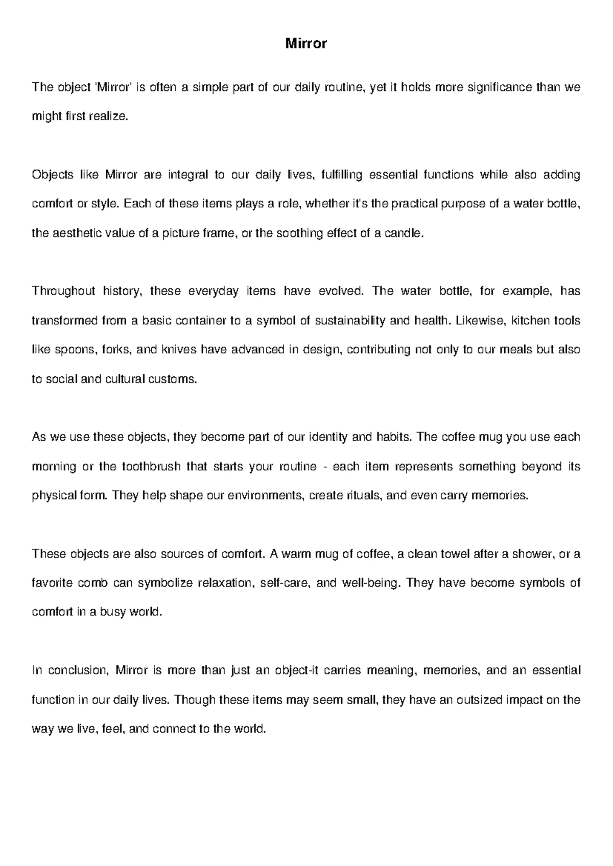 Rug Essay: The Significance of Everyday Objects in Our Lives - Studocu