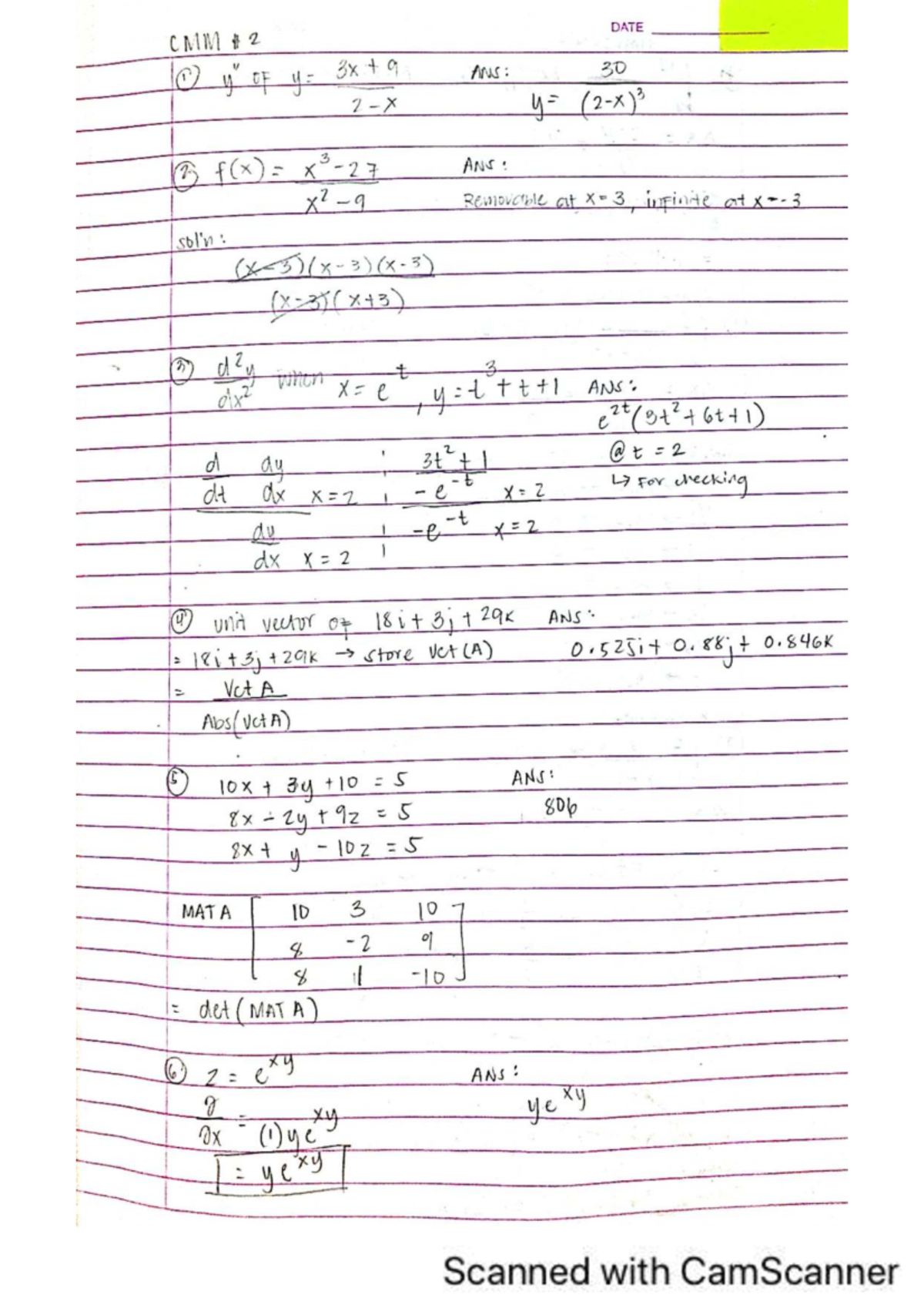 CMM 2 - Math Review - DATE CMM 2 1 of ANS: 30 2 ANS: Removable at ...
