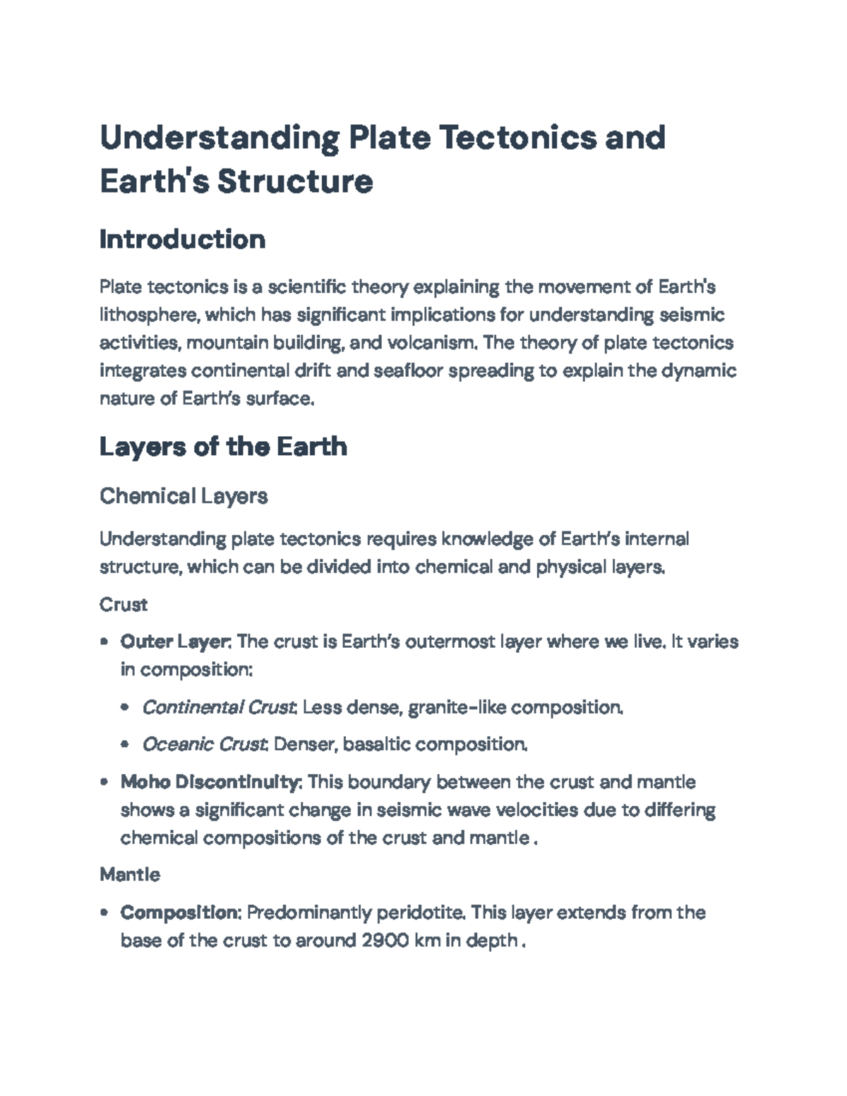 Plate Tectonics and Earth's Structure: A Scientific Overview ...