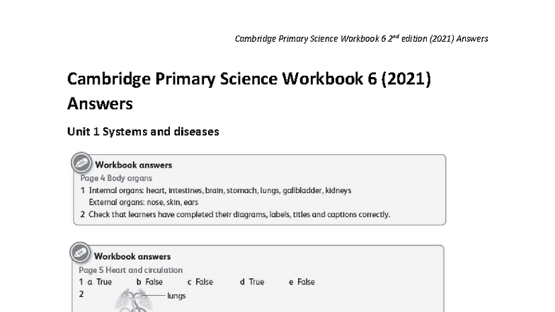 Cambridge Primary Science Workbook 6 (2021) Answer Key - Studocu