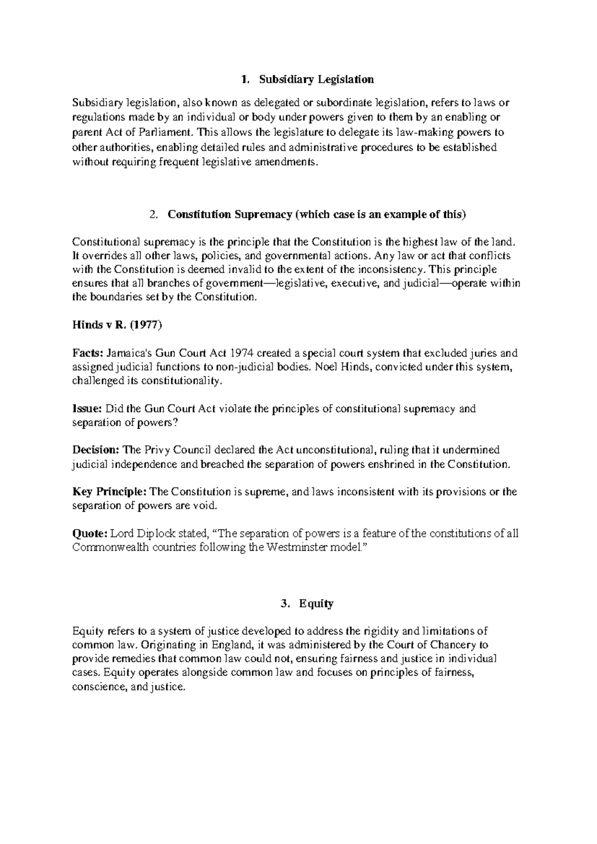Law 101: Final Notes on Subsidiary Legislation & Constitutional ...