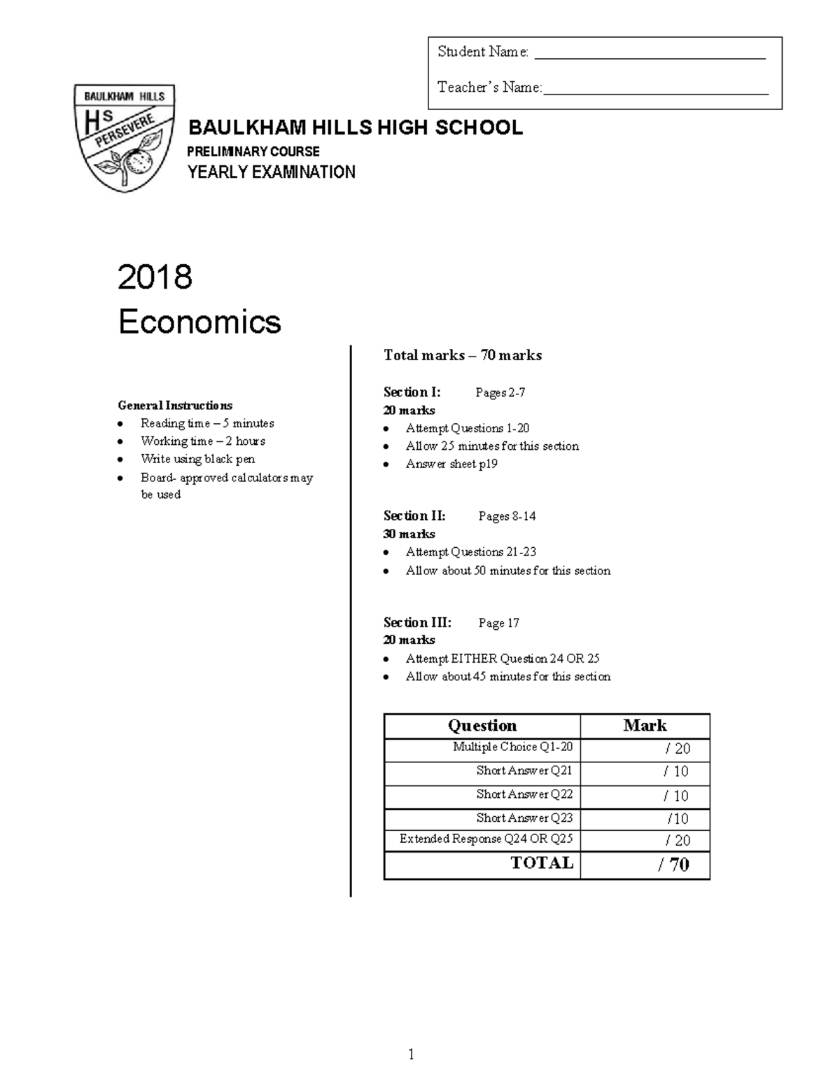 2018 HSC Economics - Yearly Exam Practice Paper - Studocu