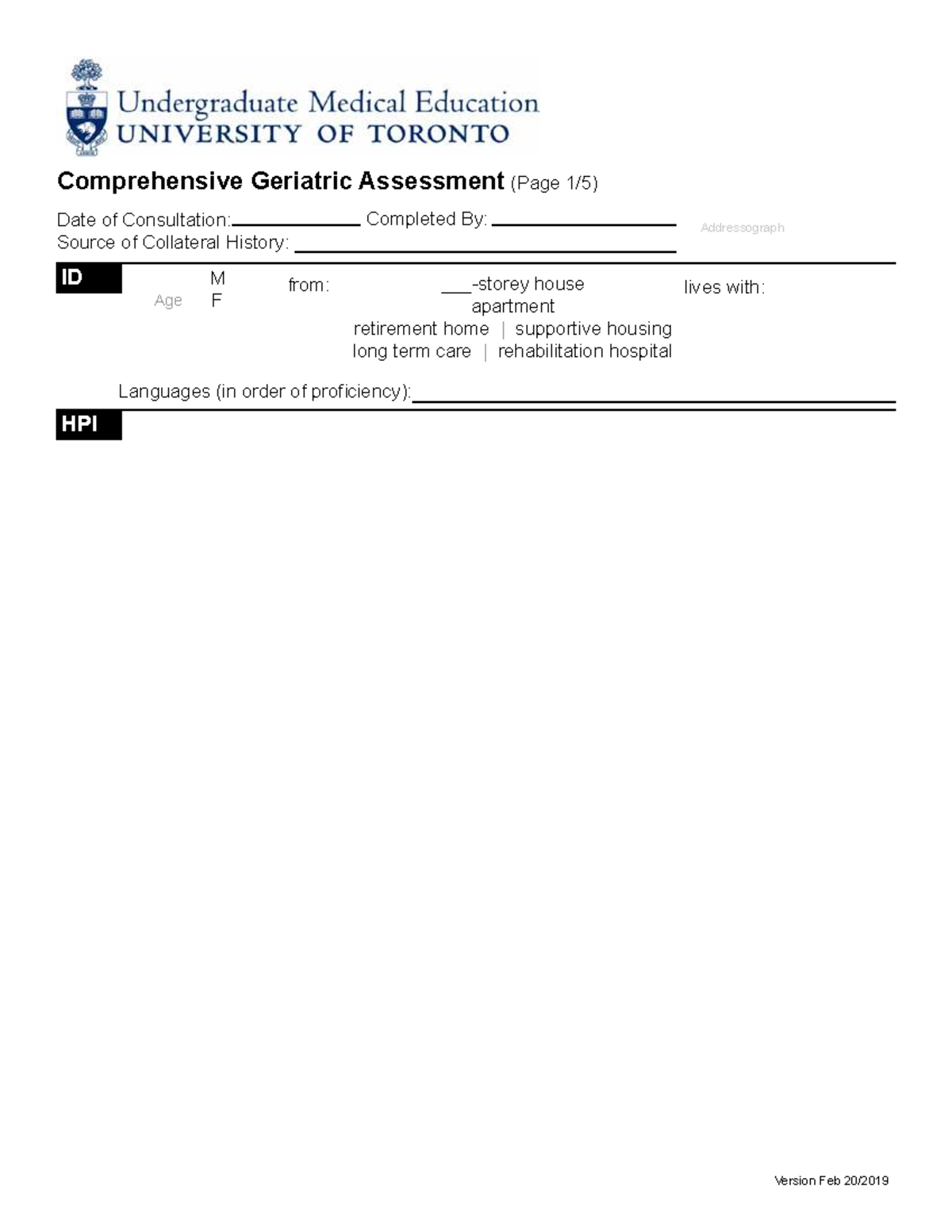 CGA Template 2022 Canada: Comprehensive Geriatric Assessment - Studocu