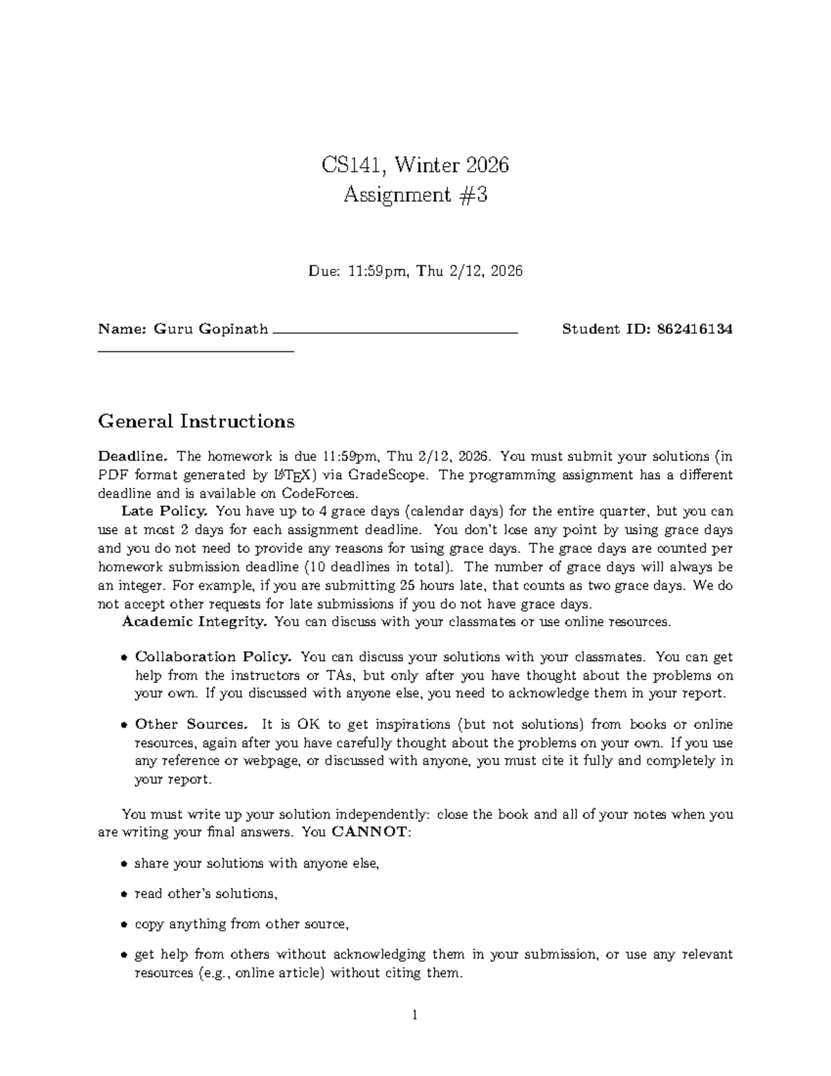 CS141 Winter 2026 Assignment #3 Instructions - Studocu