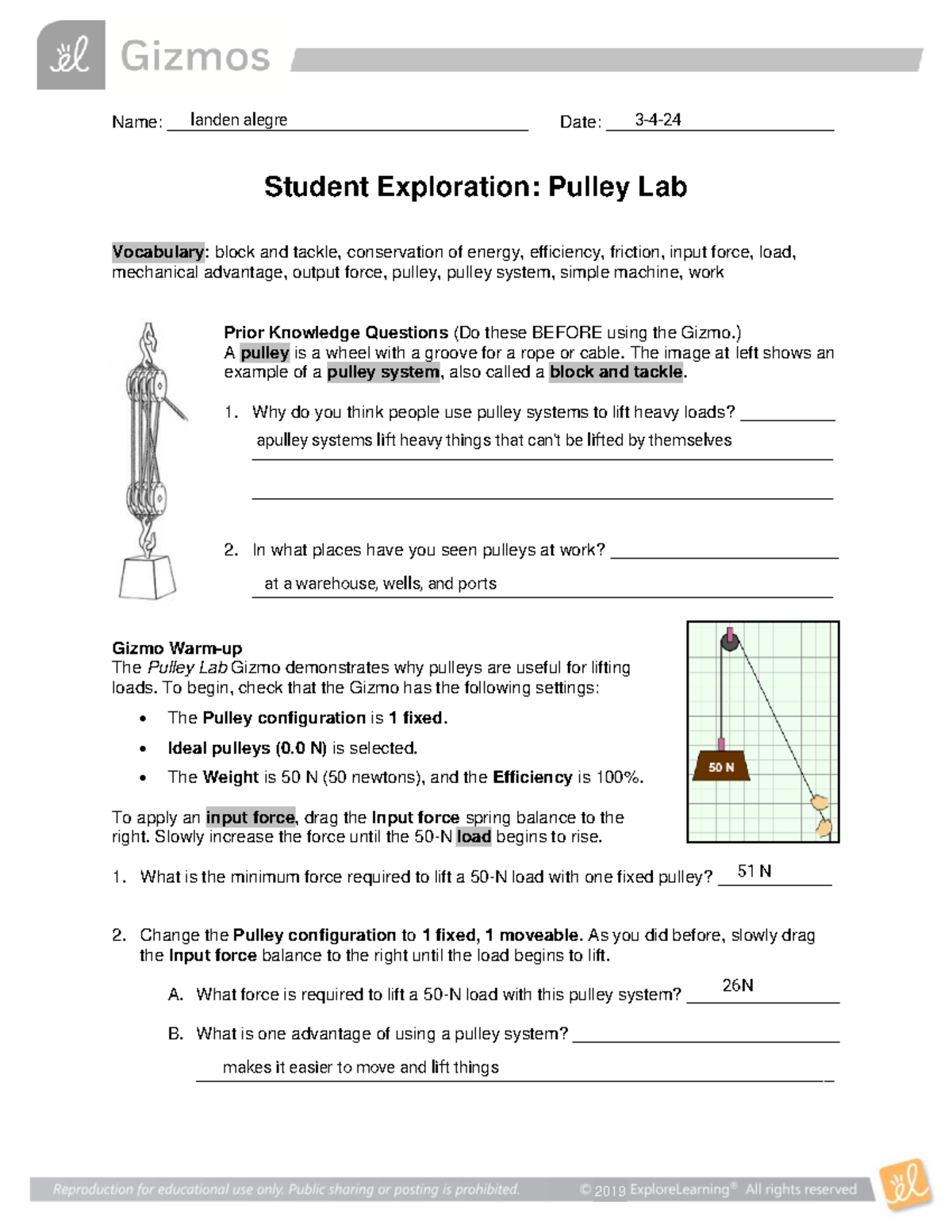 Pulley Lab Exploration SE - Landen Alegre (Kami Export) - Studocu