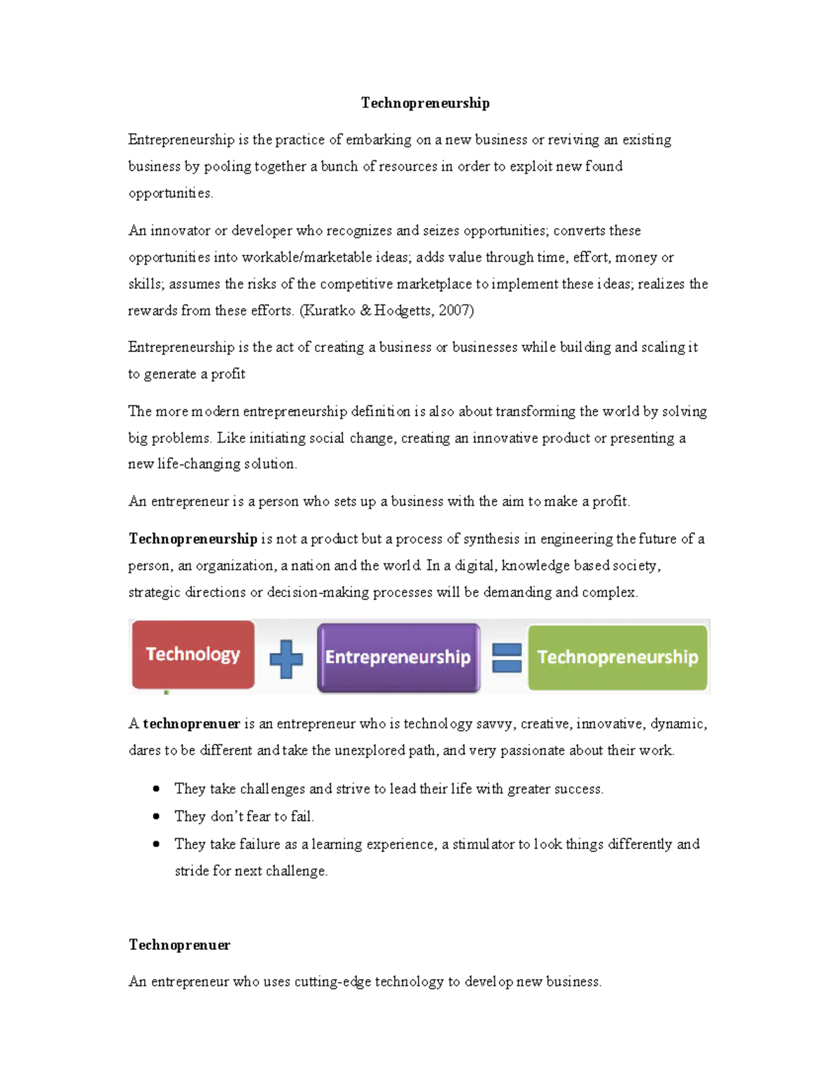 Technopreneurship Course Notes: Entrepreneurship & Startup Strategies ...