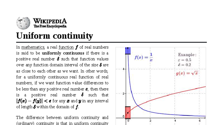 Uniform Continuity in Real Analysis: Key Concepts and Definitions - Studocu