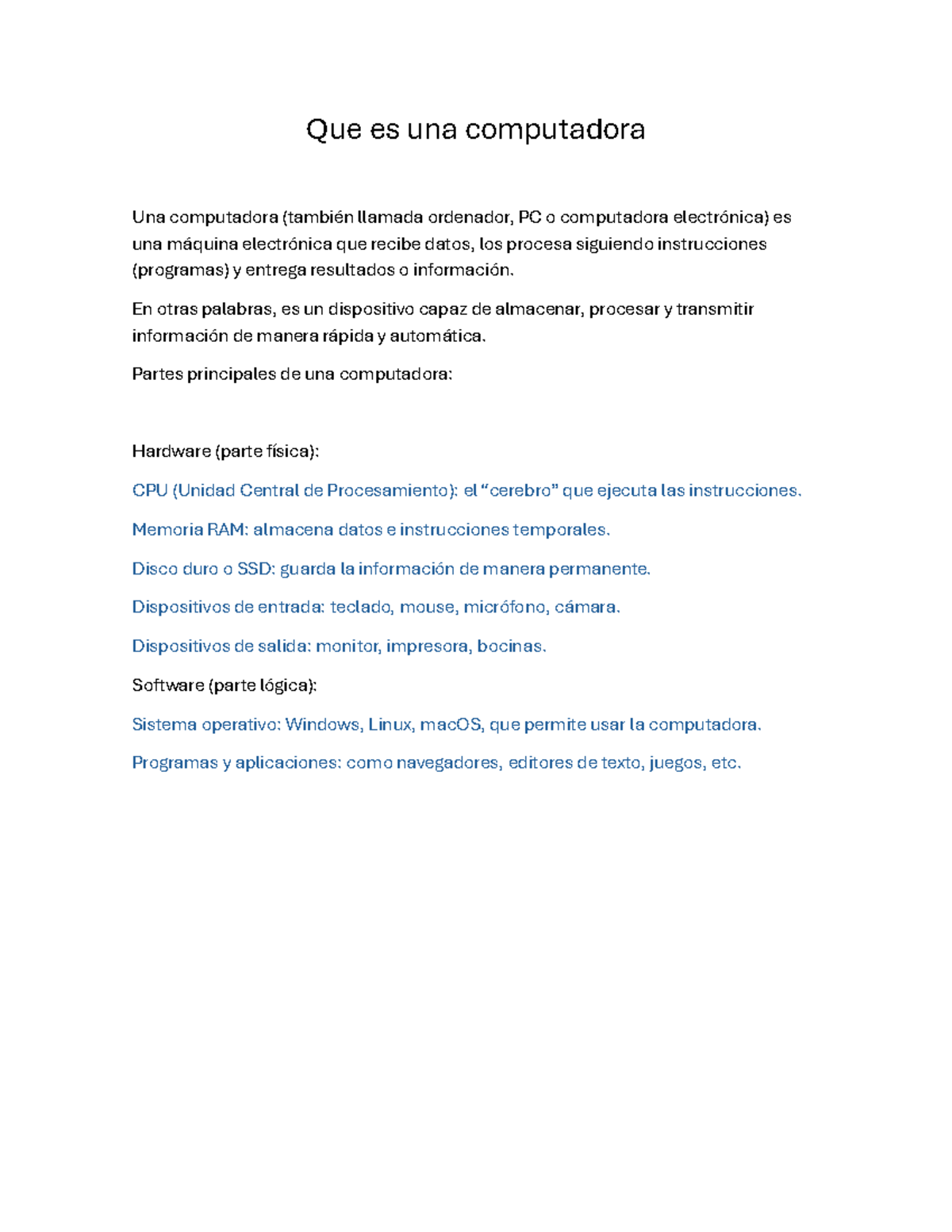 Introducción a la Computadora: Conceptos y Componentes Esenciales - Studocu