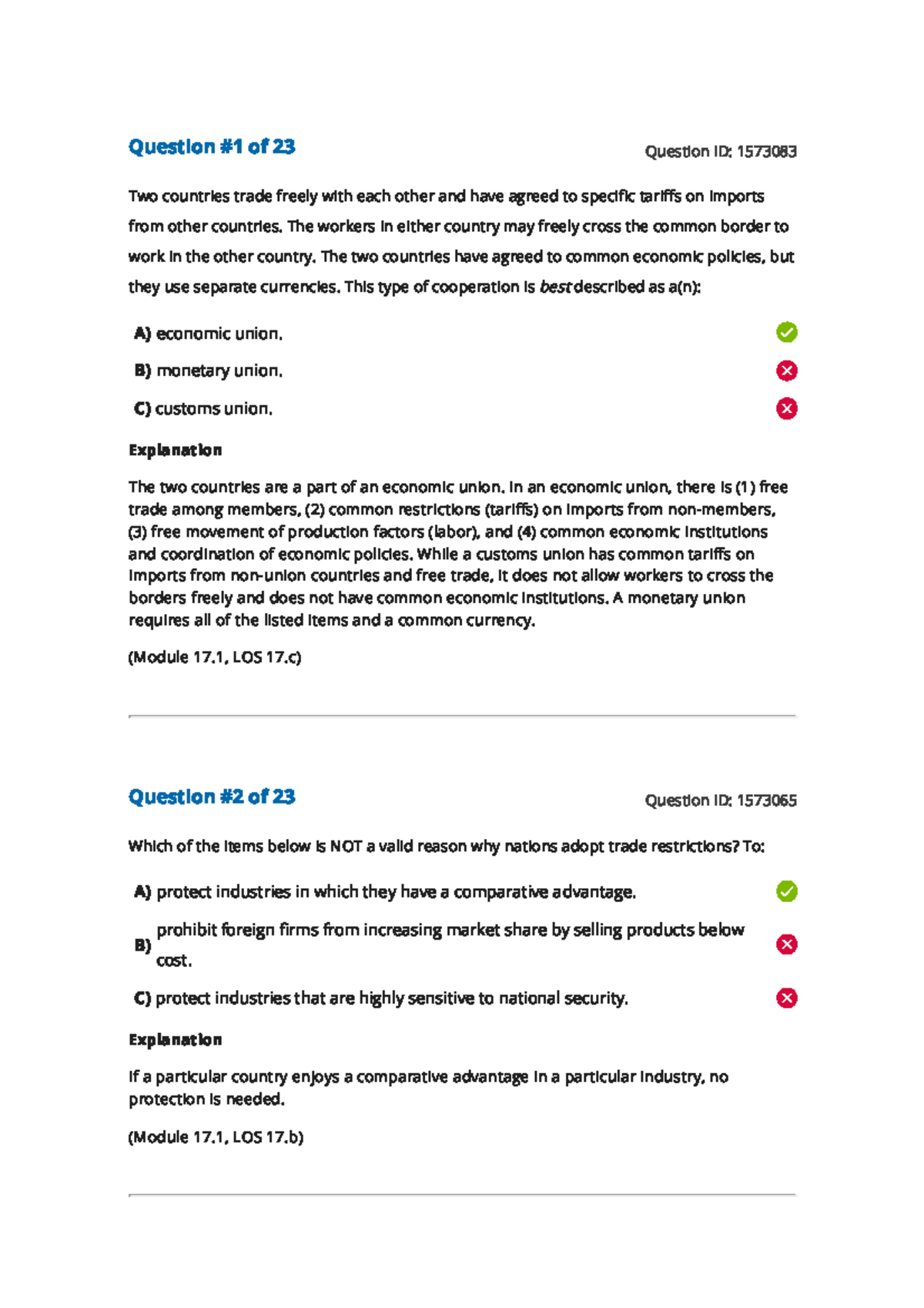 Reading 17 International Trade - Answers - Question #1 of 23 Question ...