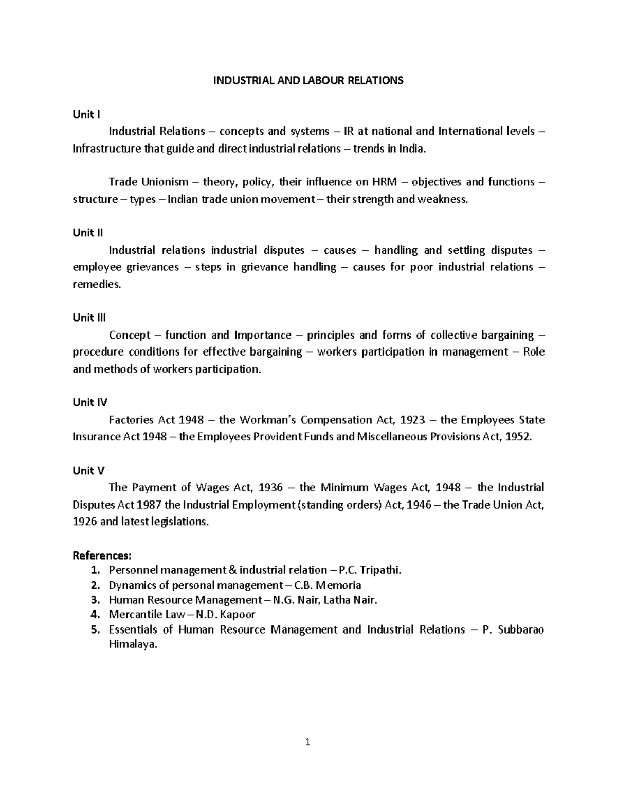 Labour Relations 1 - Summary of Key Concepts and Theories from Lectures ...
