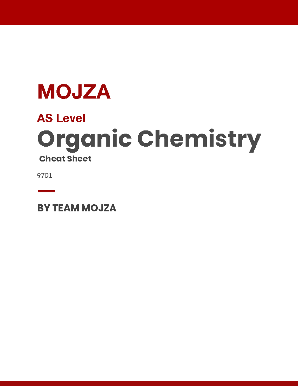 Mojza AS Chem Organic Reactions Cheatsheet - AS Level Organic Chemistry ...