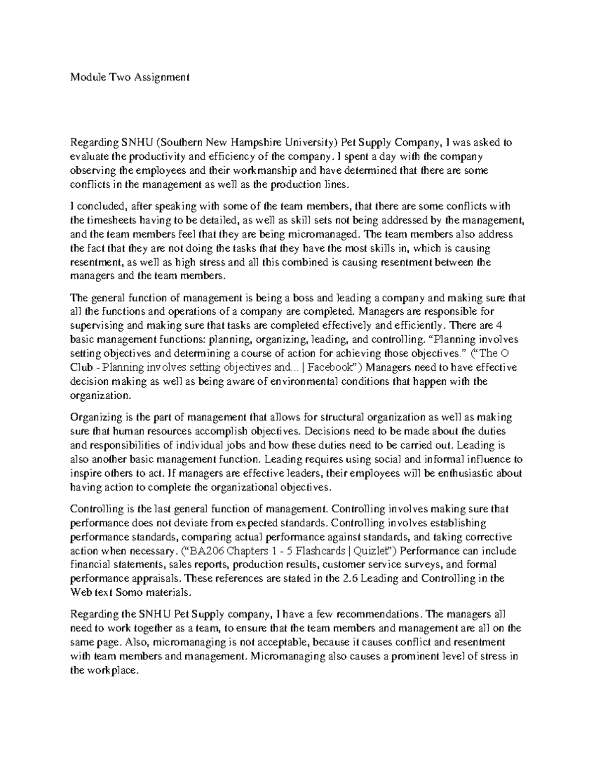 Document - Assignments - Module Two Assignment Regarding SNHU (Southern ...