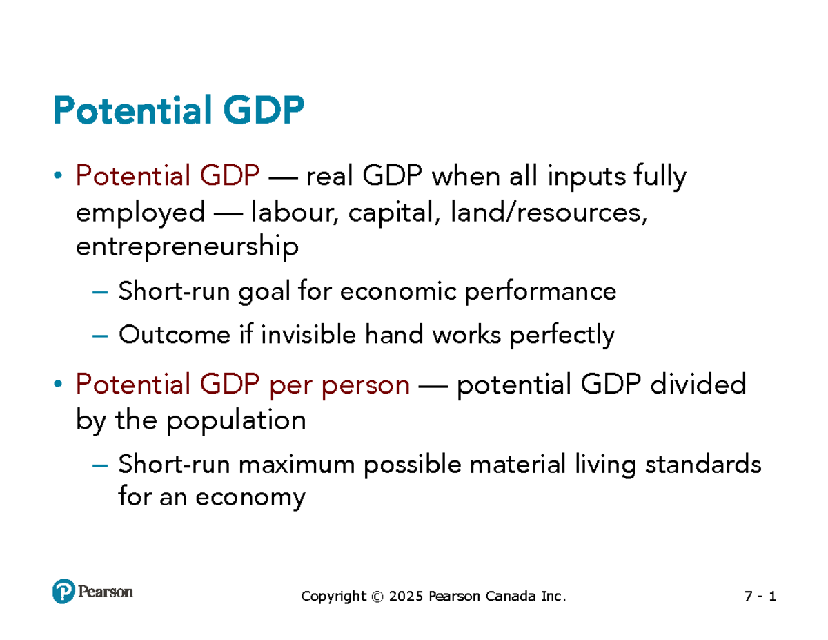 7 Reduced - lecture notes - Potential GDP Potential GDP — real GDP when ...