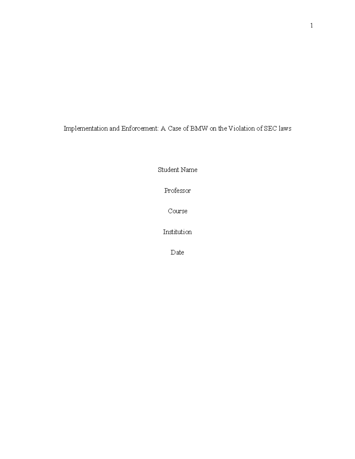 BUS 301 Case Study: BMW's SEC Violation and Enforcement Issues - Studocu